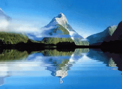 Mountain And Sky Reflection GIF - Mountain Reflection Water - Discover ...