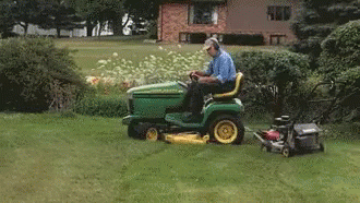3 Lawn Mowers GIF - Mowing Lawn - Discover & Share GIFs