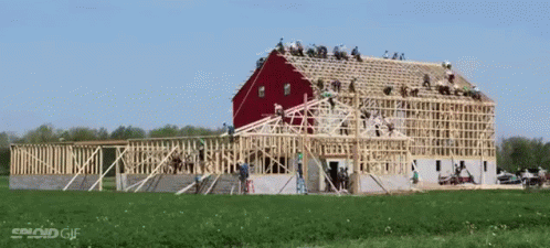 Amish Building Barn GIF - Amish AmishBuild AmishBarn - Discover & Share ...