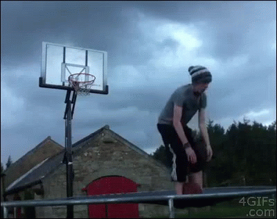 Trick Shot GIF - Trampoline Basketball Fail - Discover & Share GIFs